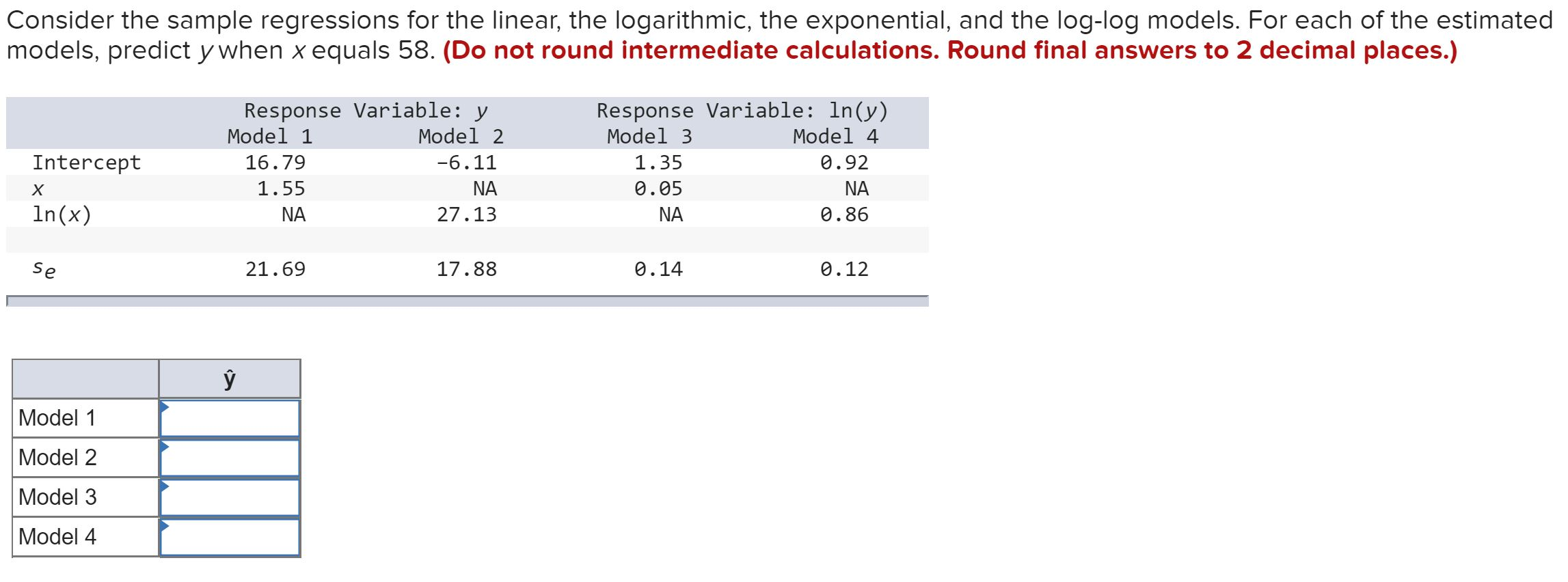 Solved Consider the sample regressions for the linear, the | Chegg.com