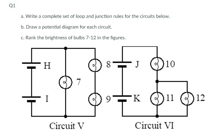 Q1a. ﻿Write a complete set of loop and junction rules | Chegg.com