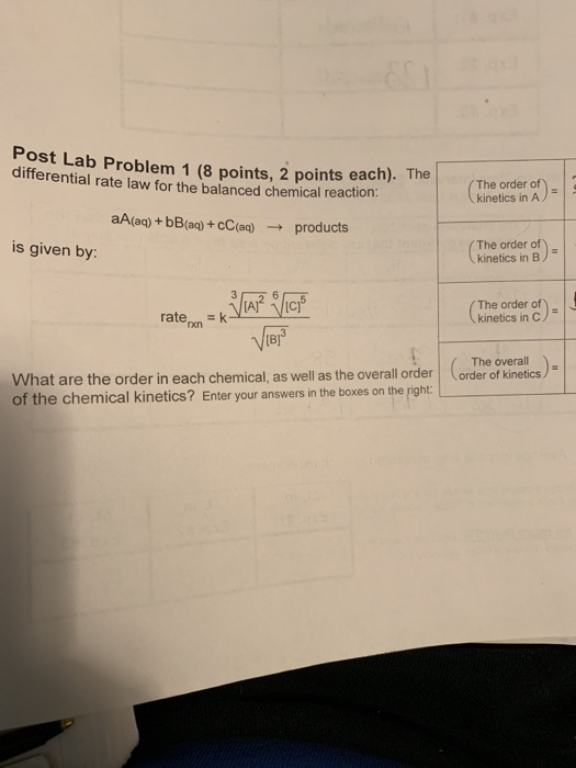 Solved Post Lab Problem 1 (8 points, 2 points each). The(The | Chegg.com