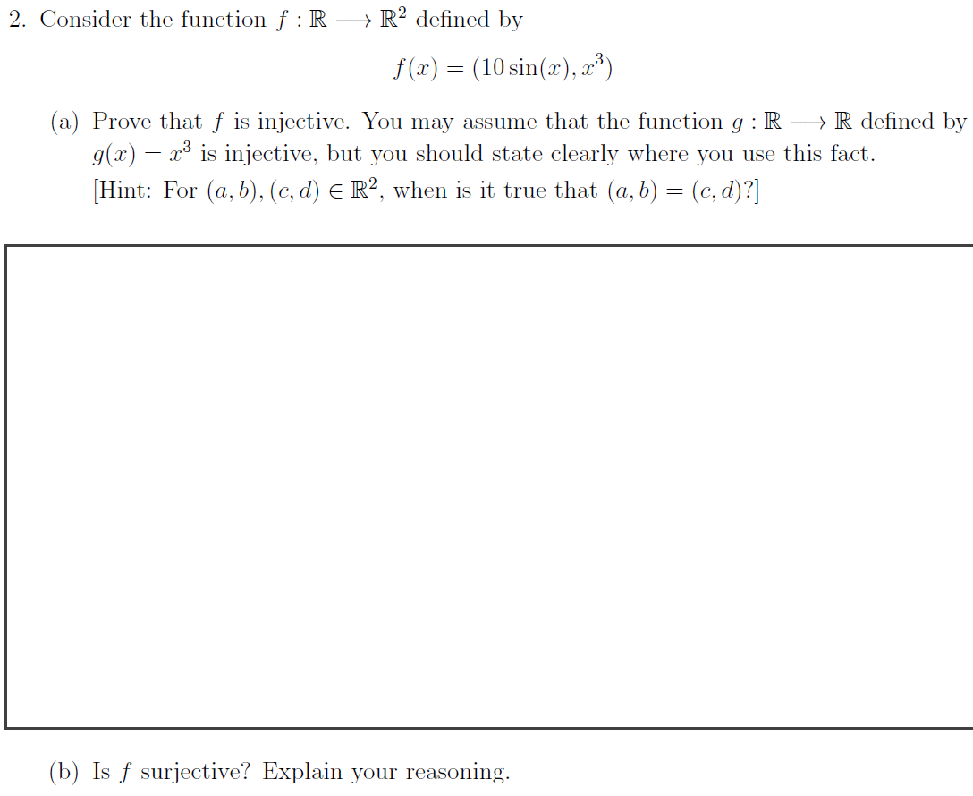 Solved 2. Consider the function f:R + R2 defined by f(x) = | Chegg.com