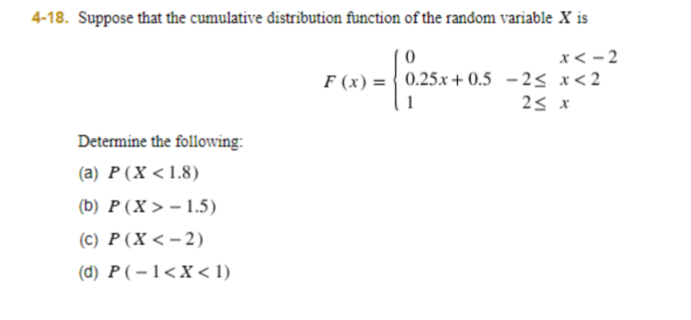 Solved -18. Suppose that the cumulative distribution | Chegg.com