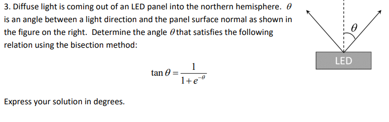 Solved 3. Diffuse light is coming out of an LED panel into | Chegg.com