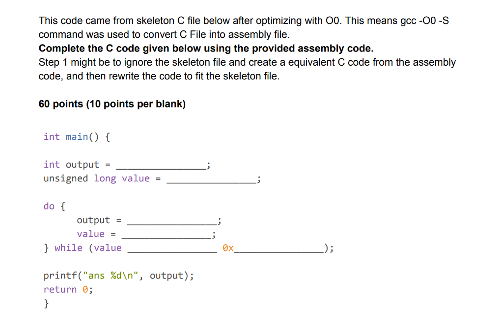 Solved Problem 1: Consider the following assembly code: | Chegg.com