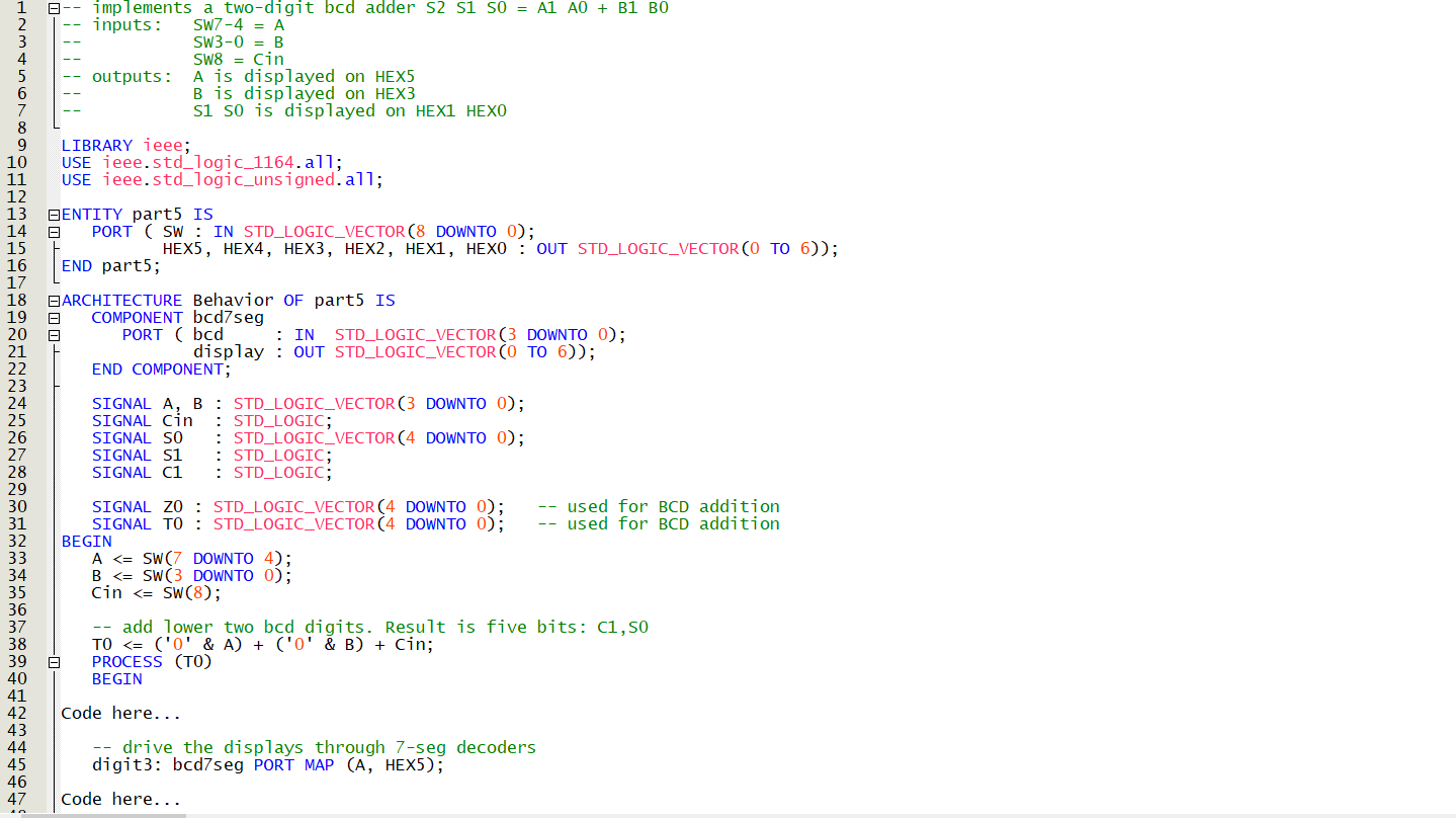 Solved Task: A different approach for describing the adder | Chegg.com