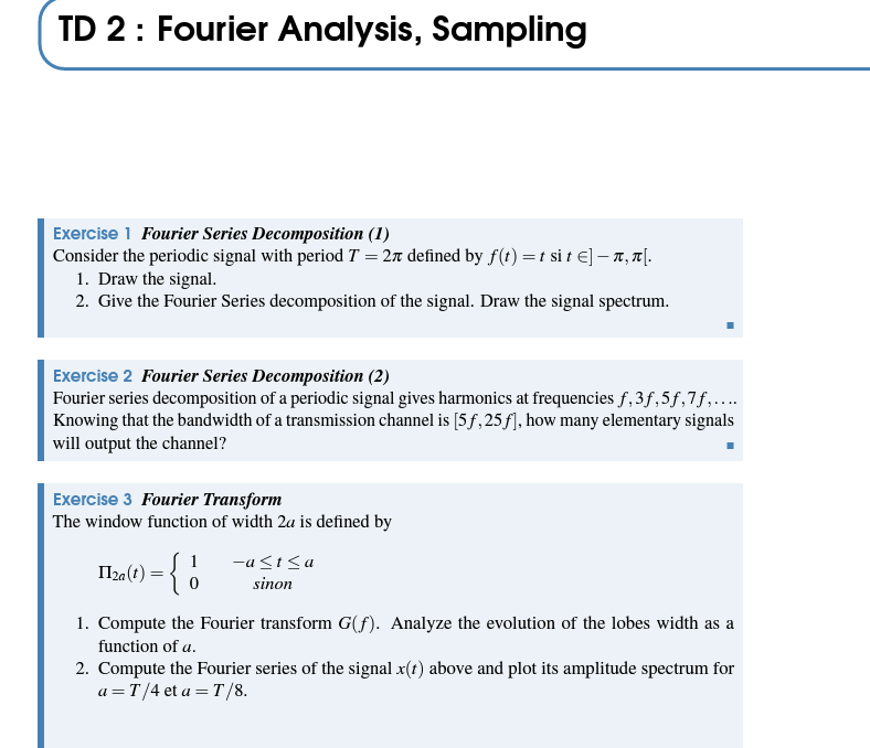 Solved Exercise 1 ﻿Fourier Series Decomposition (1)Consider | Chegg.com
