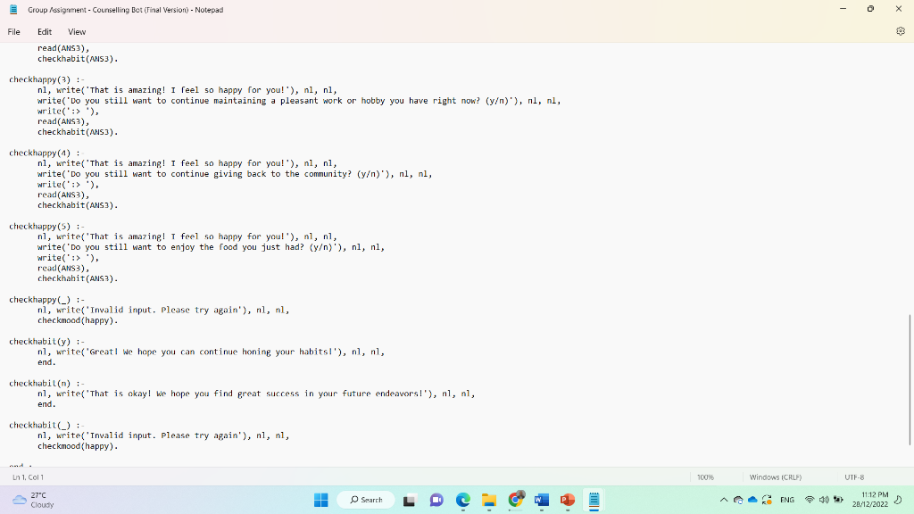 Solved nain : - welcome. welcome :- write('Welcone to the | Chegg.com