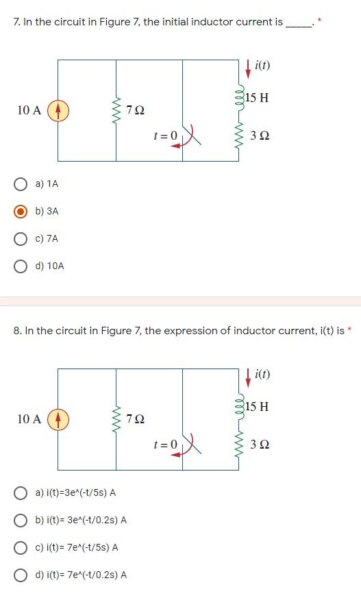 Solved 7. In the circuit in Figure 7, the initial inductor | Chegg.com