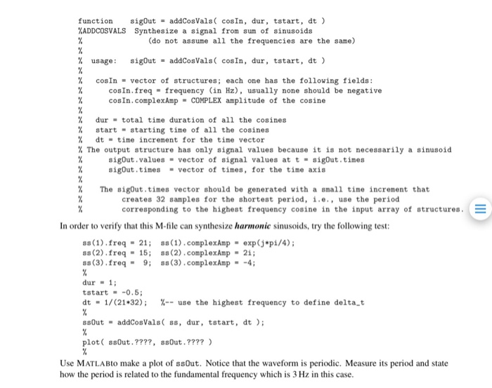 Solved 3.4 Sinusoidal Synthesis with an M-file: Different | Chegg.com