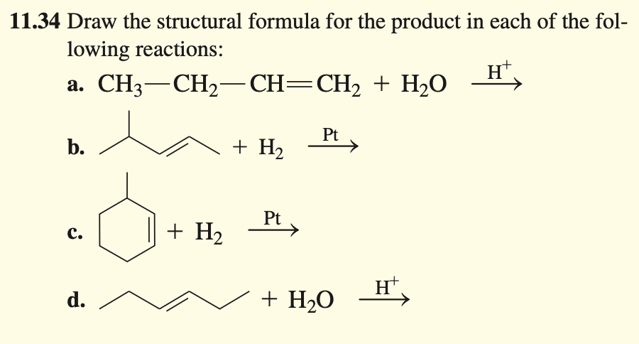 Solved 11.34 Draw the structural formula for the product in | Chegg.com