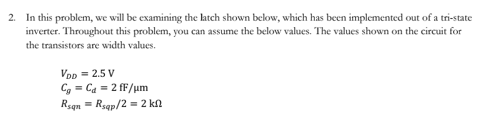 Solved In this problem, we will be examining the latch shown | Chegg.com