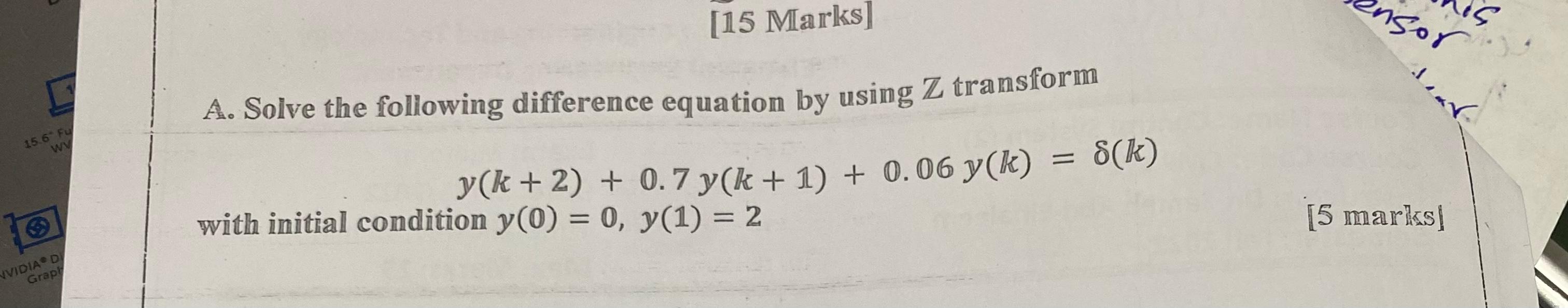 A. Solve the following difference equation by using Z | Chegg.com