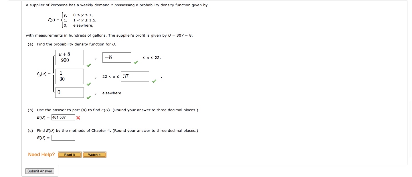 Solved A supplier of kerosene has a weekly demand Y | Chegg.com