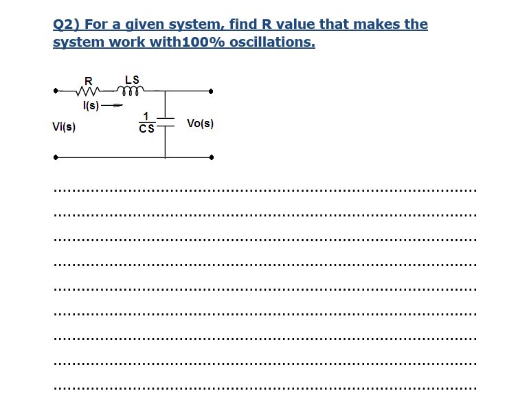 Solved 02) For a given system, find R value that makes the | Chegg.com