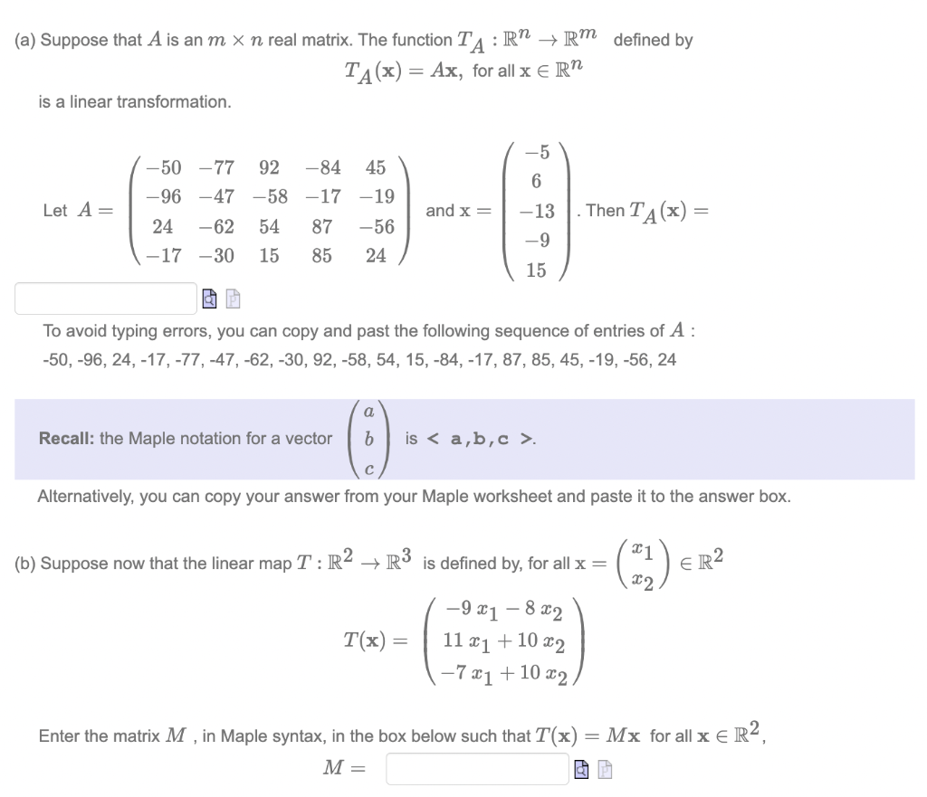 Solved (a) Suppose that A is an m×n real matrix. The | Chegg.com