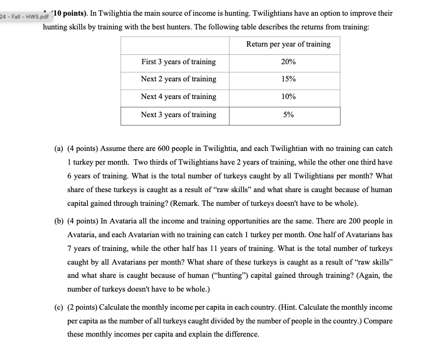 Solved ' 10 ﻿points). ﻿In Twilightia the main source of | Chegg.com