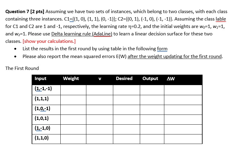 Solved Question 7 [2 pts] Assuming we have two sets of | Chegg.com
