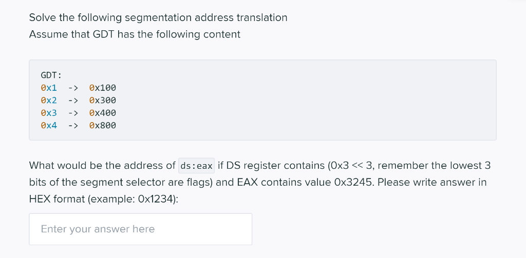 Solved Solve the following segmentation address translation | Chegg.com