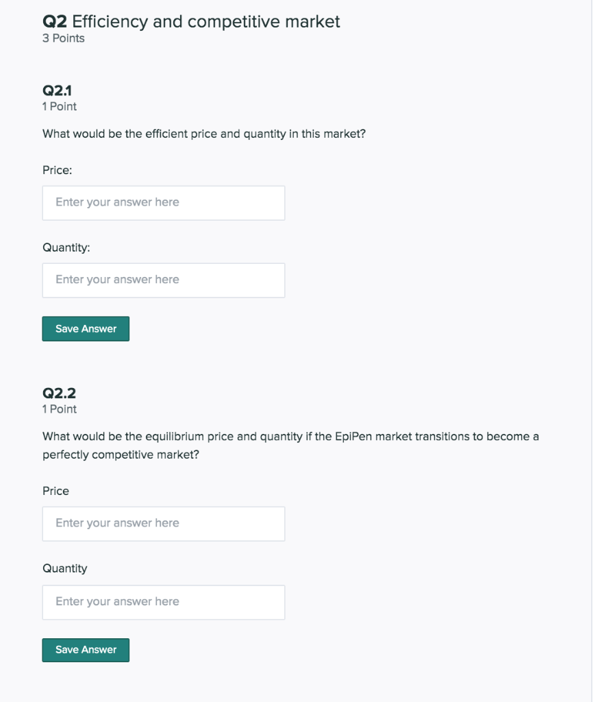 Q1 EpiPen market 4 Points The following table | Chegg.com