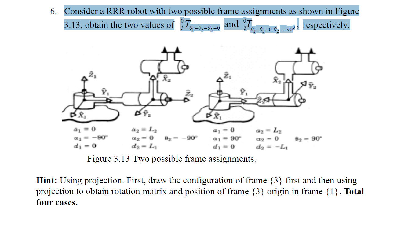 6. Consider a RRR robot with two possible frame | Chegg.com