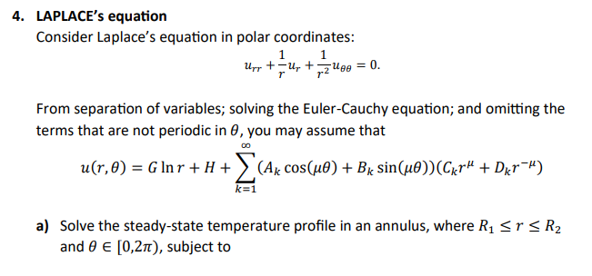 Solved 4. LAPLACE's equation Consider Laplace's equation in | Chegg.com