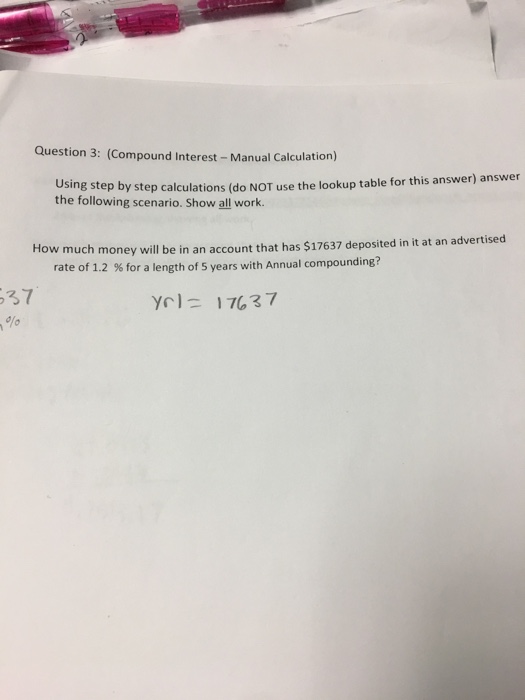 Solved Question 3: (Compound Interest- Manual Calculation) | Chegg.com