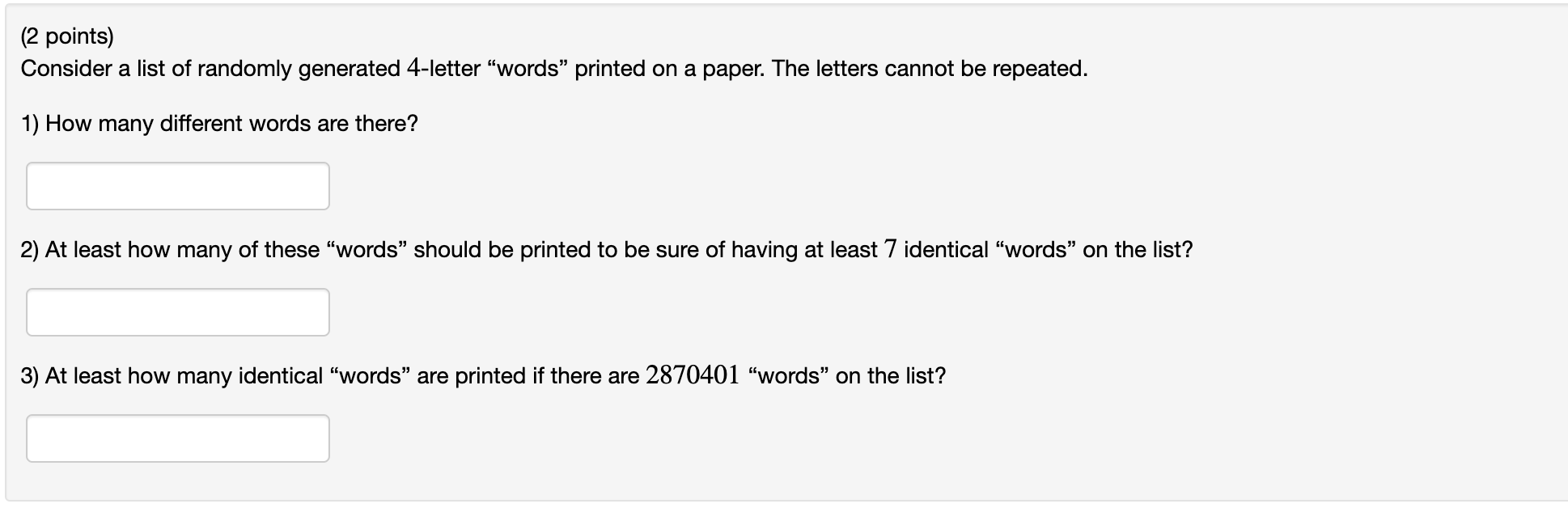 Solved (2 points) Consider a list of randomly generated | Chegg.com