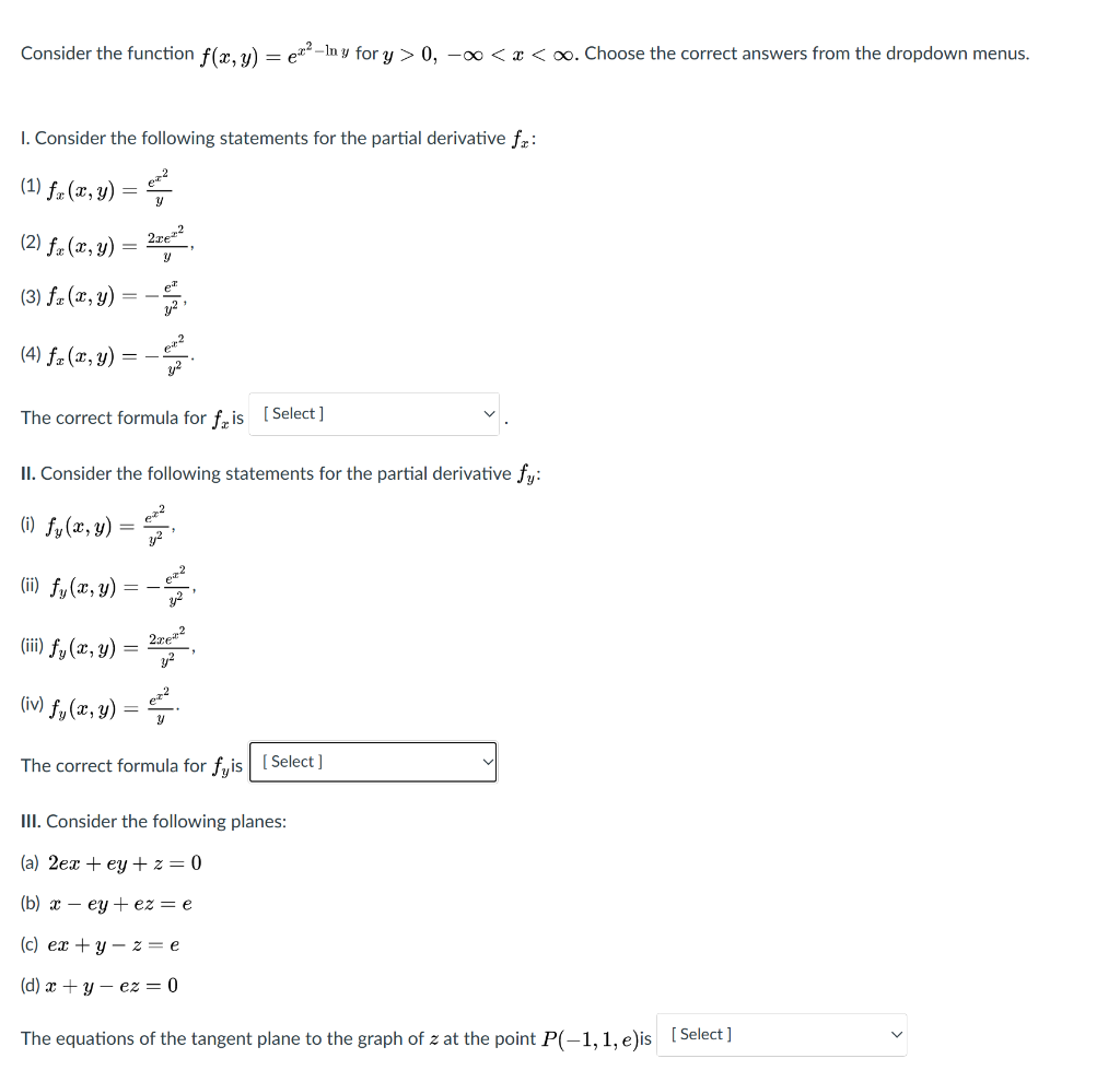 Solved Consider The Function F X Y Ex In Y For Y 0