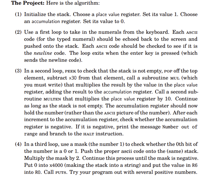 Solved The Project: Here is the algorithm: (1) Initialize | Chegg.com