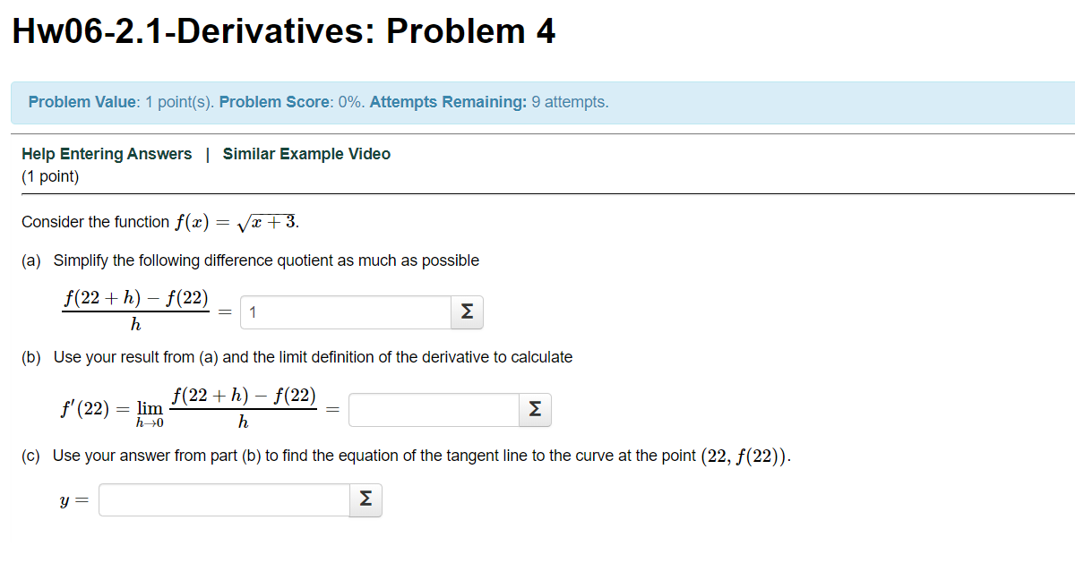 Solved Hw06-2.1-Derivatives: Problem 4 Problem Value: 1 | Chegg.com