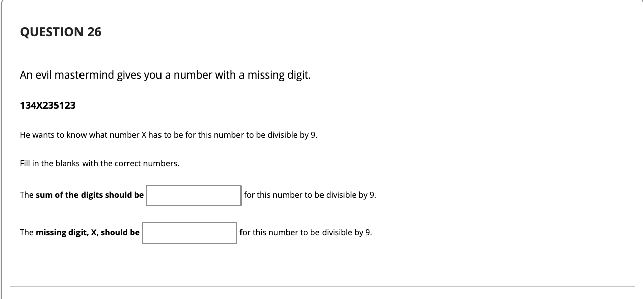 Solved QUESTION 26 An evil mastermind gives you a number | Chegg.com