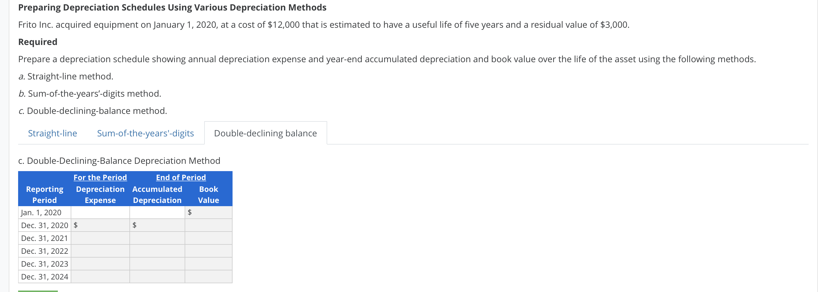 Solved Preparing Depreciation Schedules Using Various | Chegg.com