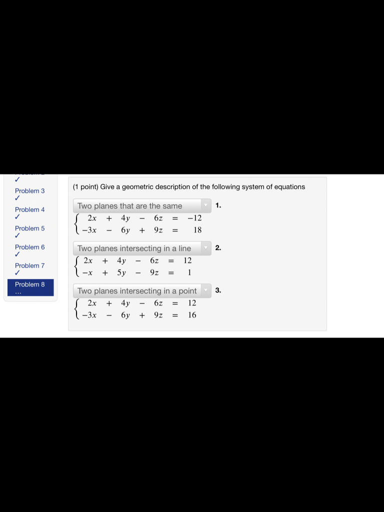 Solved (1 point) Give a geometric description of the | Chegg.com