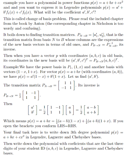 Solved Our goal here is to determine some of the orthogonal | Chegg.com