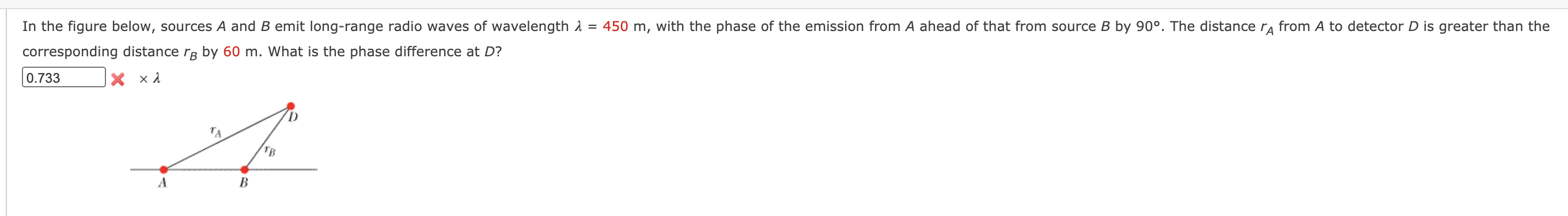 Solved In the figure below, sources A and B emit long-range | Chegg.com