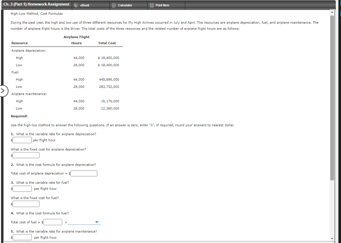 Solved Ch. 3 (Part 1) Homework Assignment eBook Calculator | Chegg.com