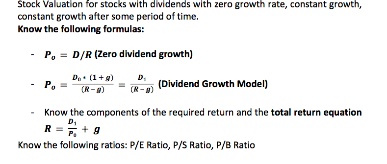 Solved Stock Valuation for stocks with dividends with zero | Chegg.com