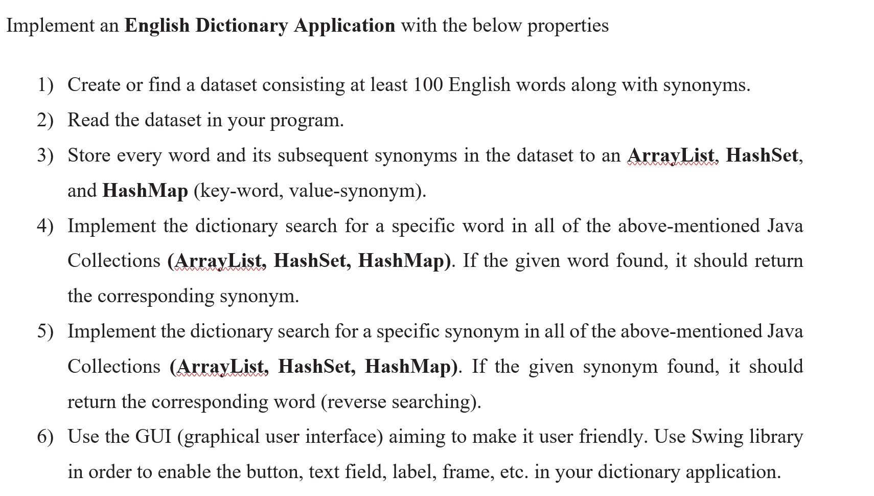 Solved Implement an English Dictionary Application with the | Chegg.com