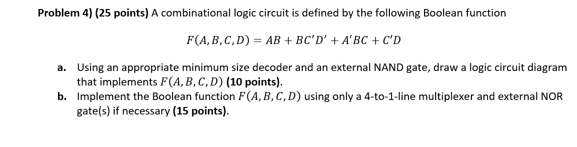 Solved \\[ F(A, B, C, D)=A B+B C^{\\prime} | Chegg.com