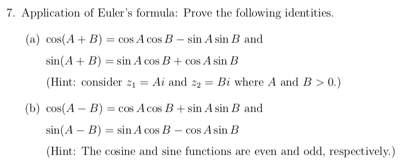 Solved . Application of Euler's formula: Prove the following | Chegg.com
