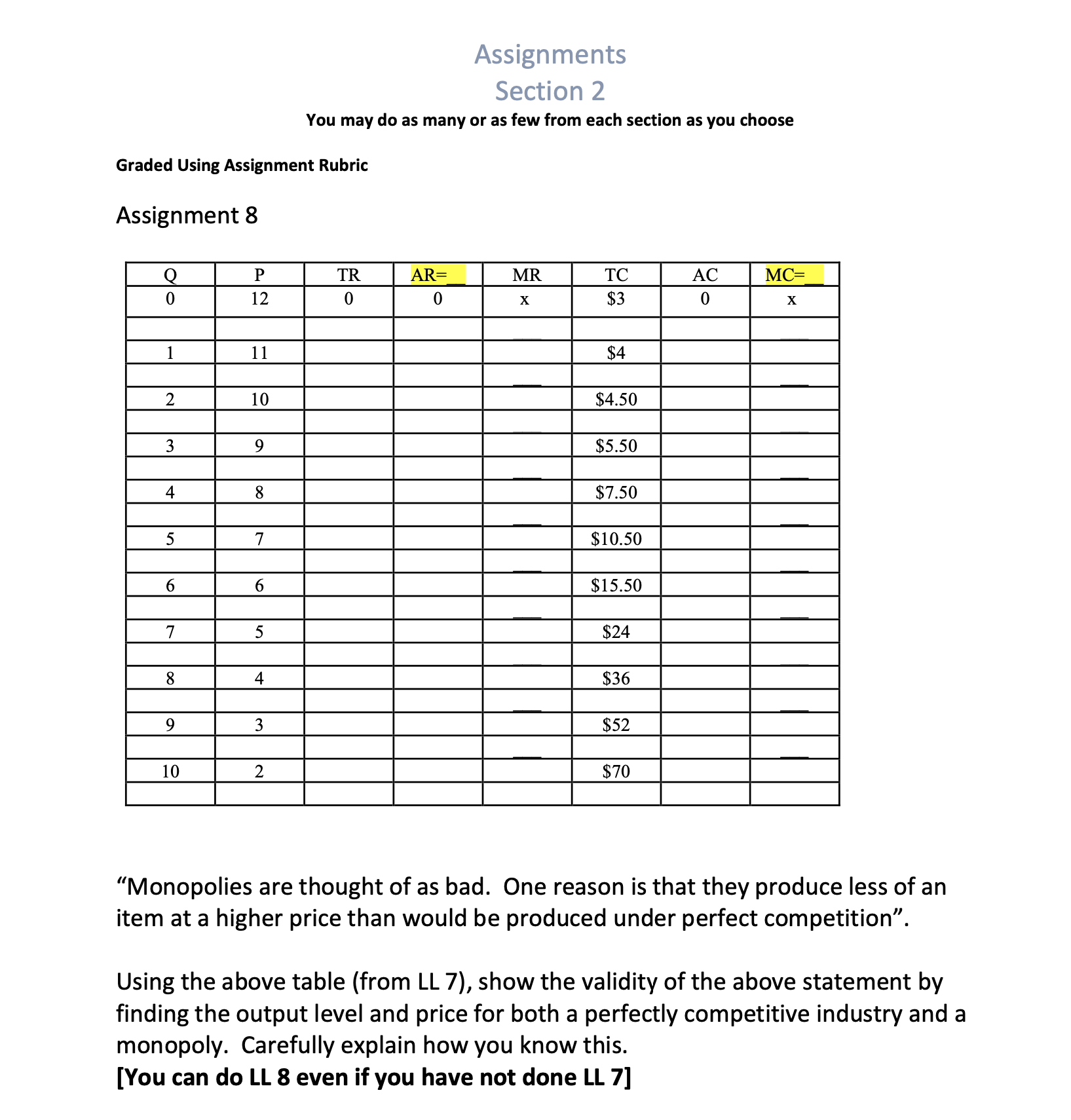 Solved Graded Using Assignment Rubric Assignment 8 | Chegg.com