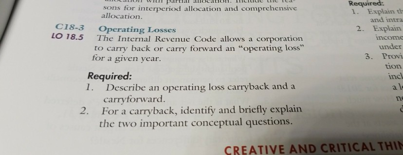 Solved Required sons for interperiod allocation and | Chegg.com