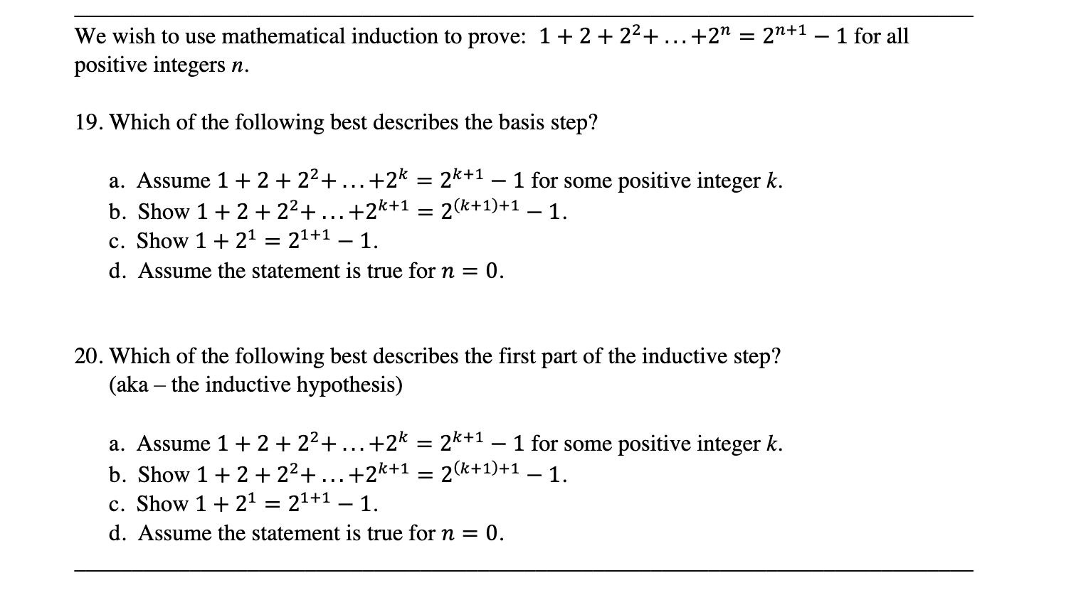 Solved We wish to use mathematical induction to prove: | Chegg.com