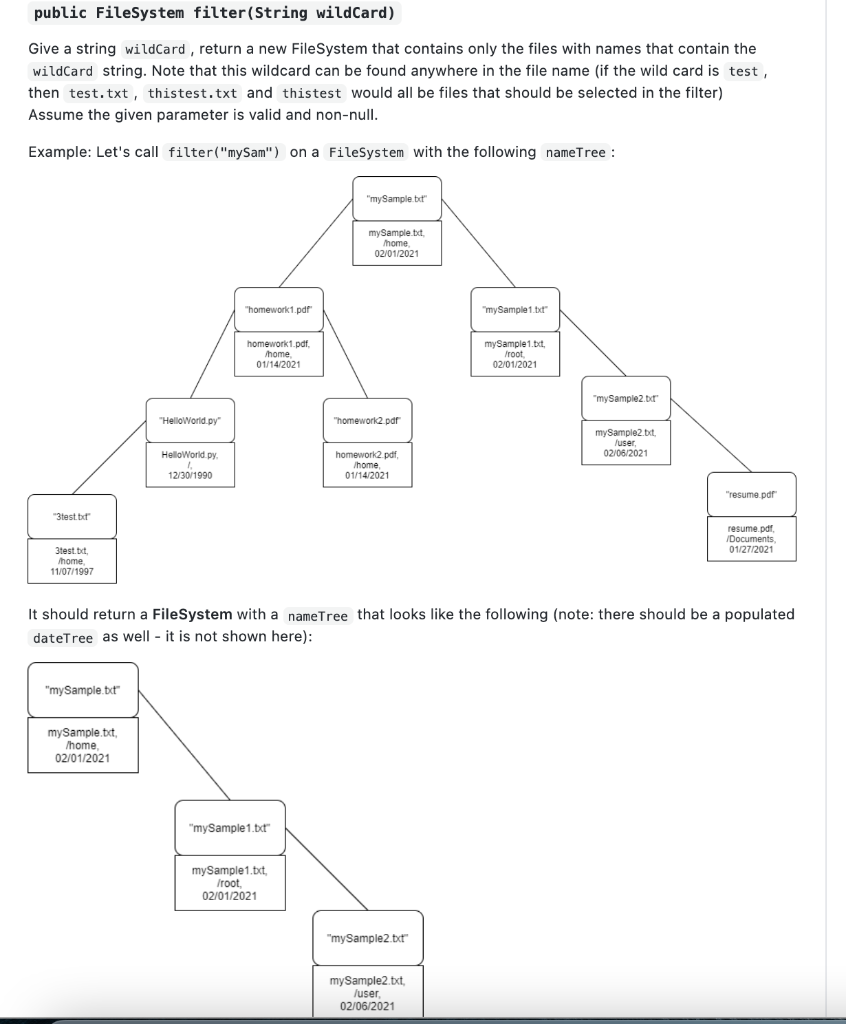 Please help implement FileSystem.java using the | Chegg.com