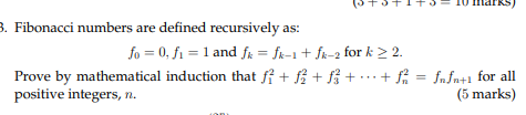 Solved TE 3. Fibonacci numbers are defined recursively as: | Chegg.com