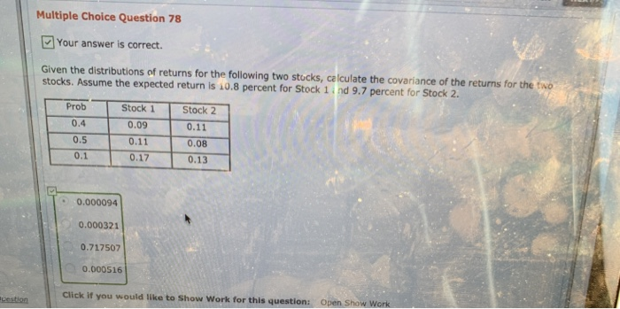 Solved Multiple Choice Question 78 Your answer is correct. | Chegg.com