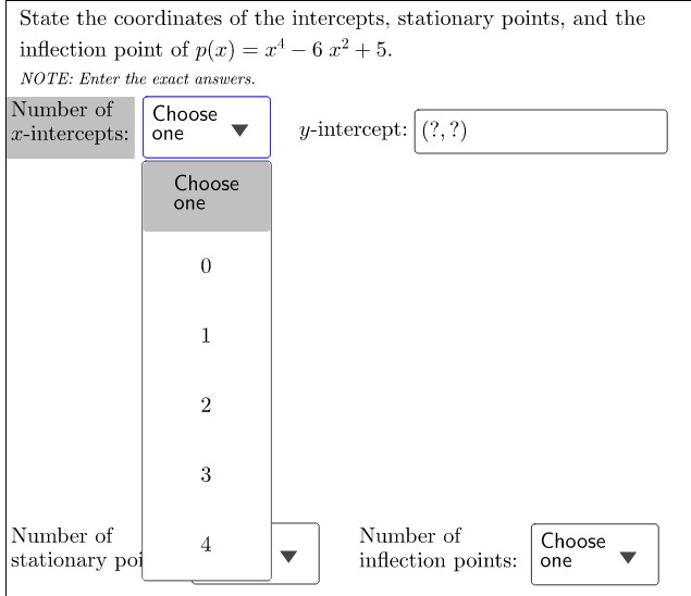 Solved State the coordinates of the intercepts, stationary | Chegg.com