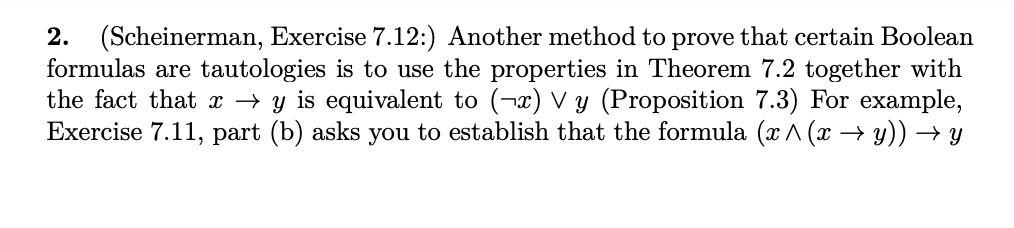 Solved 2. (Scheinerman, Exercise 7.12:) Another method to | Chegg.com