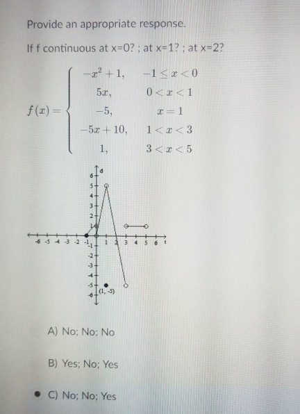 Solved Provide an appropriate response. If f continuous at | Chegg.com