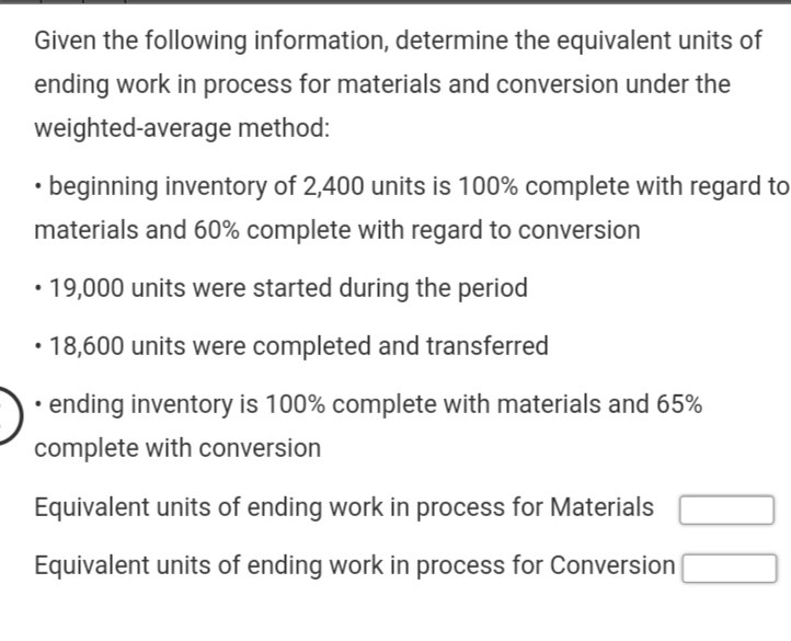 Solved Given the following information, determine the | Chegg.com