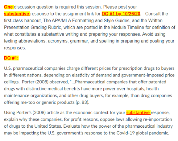 One discussion question is required this session. | Chegg.com